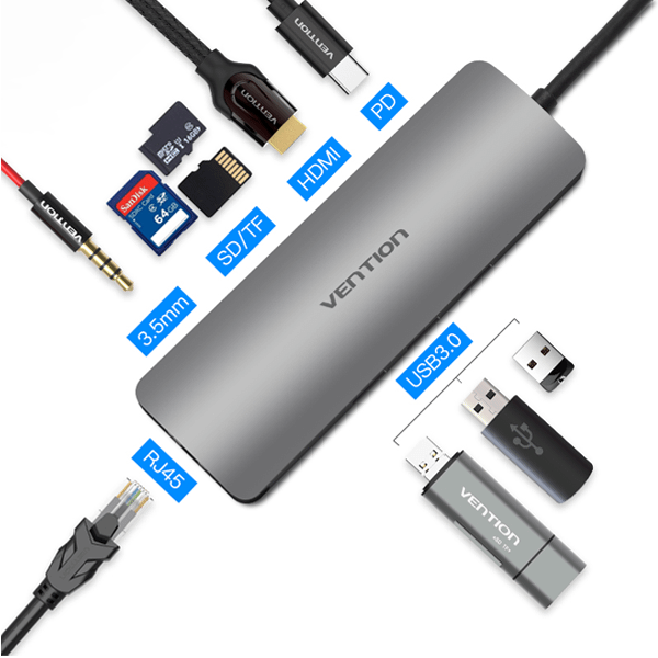Vention USB-C Multi-Functional 8 in 1 Docking Station – VEN TOKHB ... Vention USB-C Multi-Functional 8 in 1 Docking Station – VEN TOKHB ...
